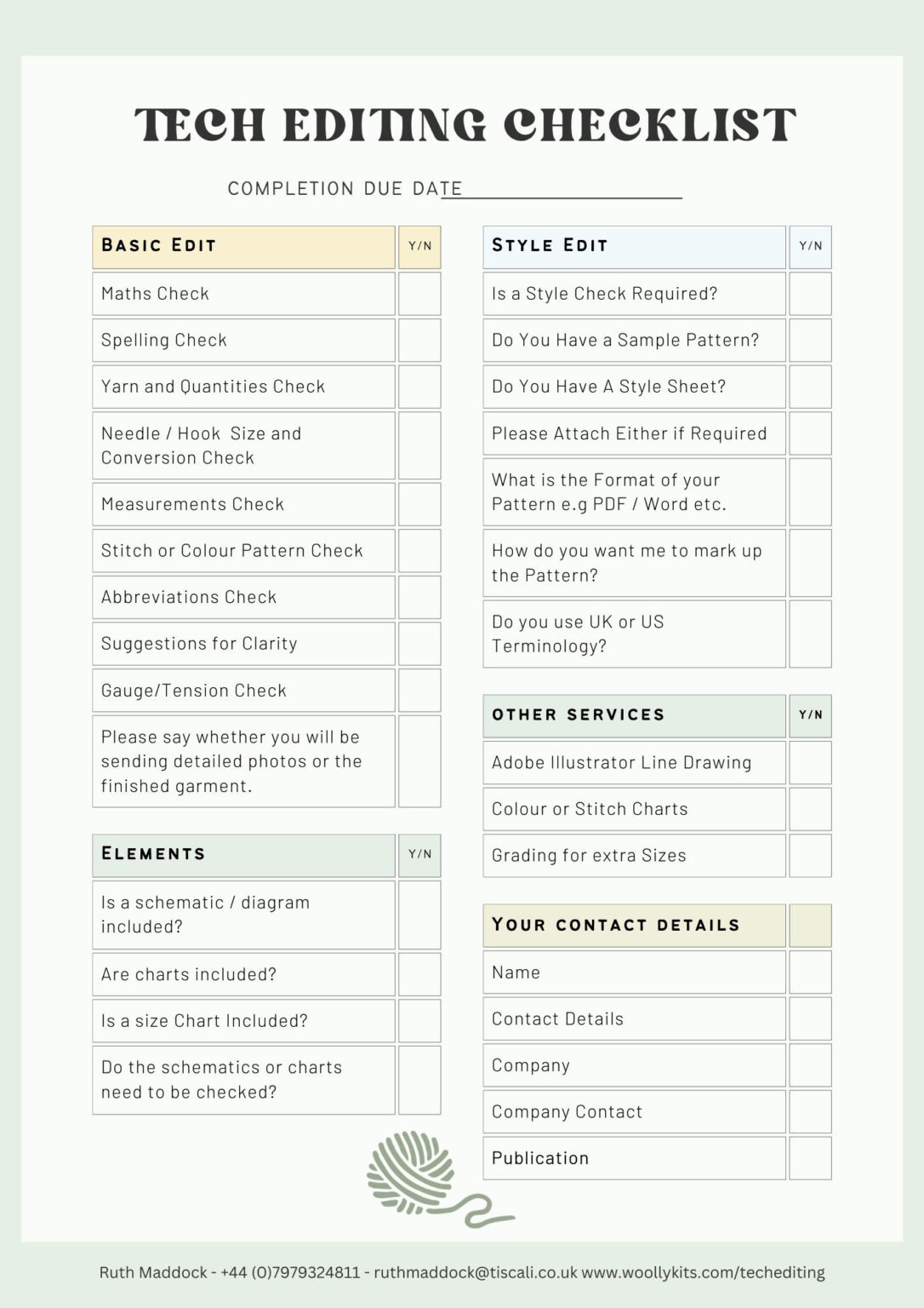 Tech Editing - Woolly Kits
